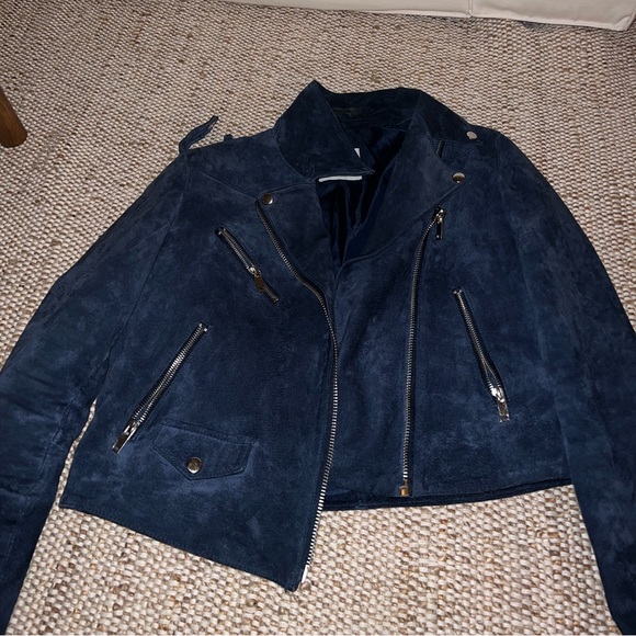Mango | Jackets & Coats | Mango Blue Suede Jacket | Poshmark